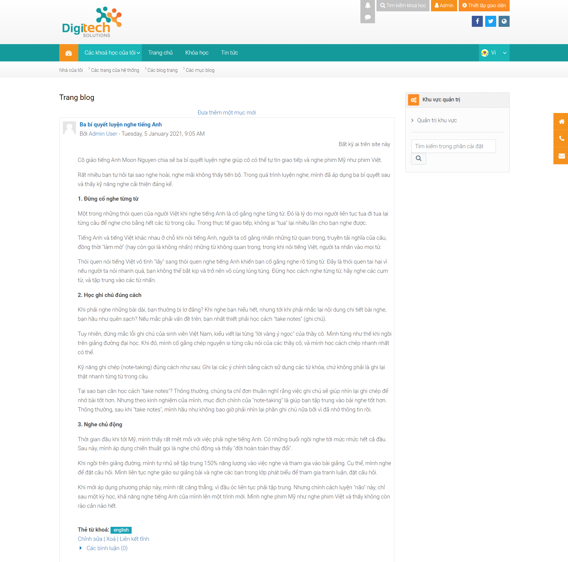 Moodle (LMS) - Hệ thống quản lý, lưu trữ tài nguyên học tập trực tuyến | Digitech Solutions
